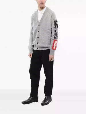 DIESEL® Logo-embroidered V-neck Cardigan - Grey