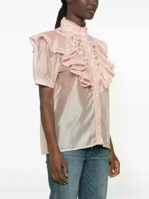 PAPER LACE Ruffled Lace-trim Shirt