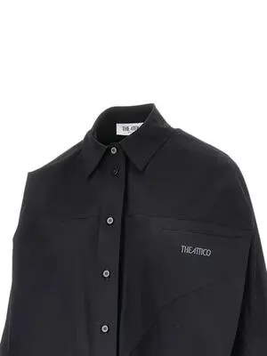 Attico Embroidered-logo Cotton Top - Black