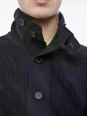 PAOLO PECORA High-neck Ribbed-knit Cardigan