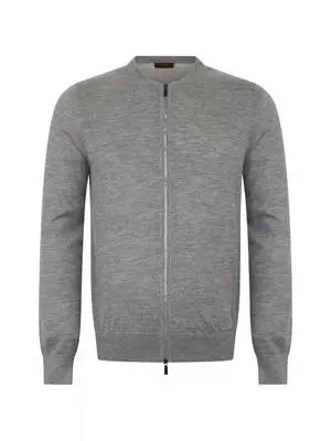 MOORER Casale Zip-up Fine-knit Cardigan - Grey