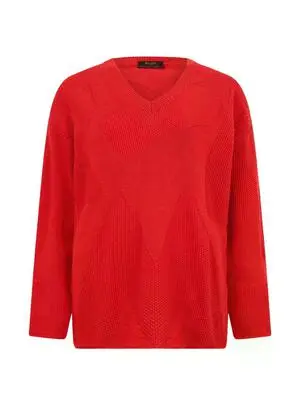 MOORER Textured V-neck Sweater - Red