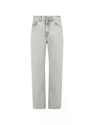MOORER Acid-wash Slit-hem Jeans - Grey
