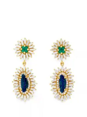 SUZANNE KALAN Emerald And Opal Drop Earrings - Gold