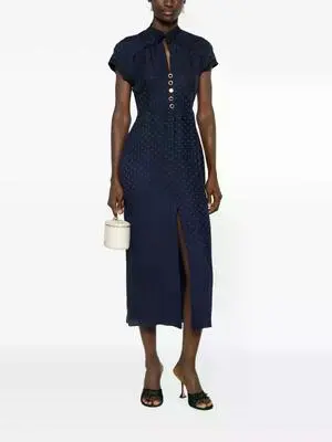 Alessandra Rich Star-print Tie-neck Midi Dress
