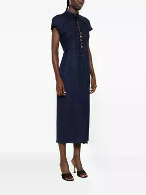 Alessandra Rich Star-print Tie-neck Midi Dress