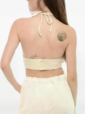 JULFER Lace-up Halterneck Crop Top