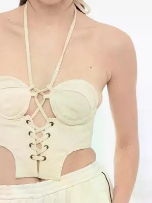 JULFER Lace-up Halterneck Crop Top