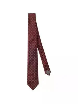 Brunello Cucinelli Silk Tie With Geometric-floral Pattern - Red