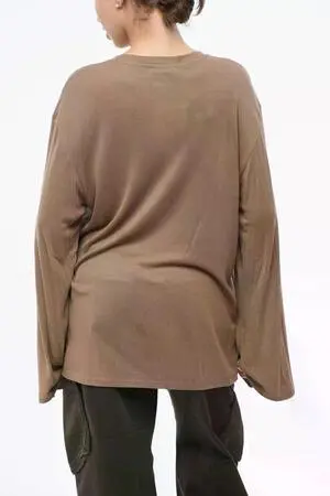 BY MALENE BIRGER Ribbed Knit V-neck T-shirt With Chest Pocket