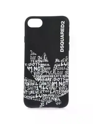 Dsquared2 Leaf-print Logo-detail Iphone 8 Plus Case - Black