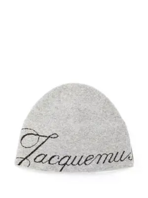 Jacquemus Script-logo Beanie Hat - Grey