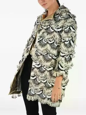 Dsquared2 Sequin-embellished Feather-trimmed Coat - Neutrals