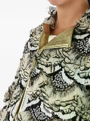 Dsquared2 Sequin-embellished Feather-trimmed Coat