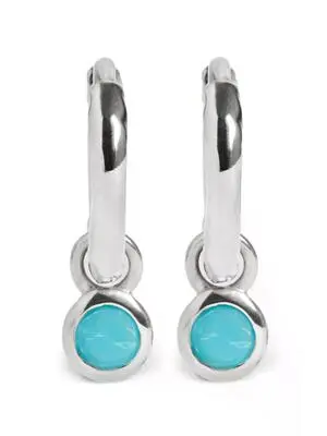 Monica Vinader Hammered-effect Turquoise-pendant Hoop Earrings - Silver