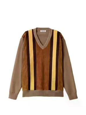 Miu Miu Striped V-neck Long-sleeved Sweater