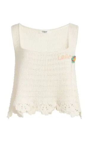 Chloé Crocheted Organic Cotton Tank Top - White