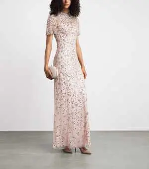 Jenny Packham Embellished Orchid Maxi Dress