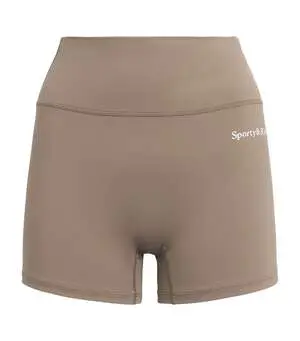 SPORTY & RICH Logo Serif Biker Shorts - Beige
