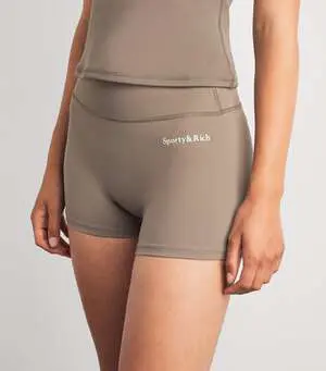 SPORTY & RICH Logo Serif Biker Shorts