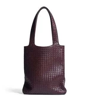 Bottega Veneta Small Leather Veneto Tote Bag - Red