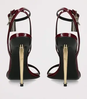 TOM FORD Patent Leather Padlock Sandals 105 - Red