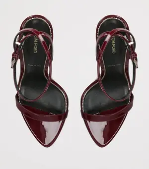TOM FORD Patent Leather Padlock Sandals 105 - Red