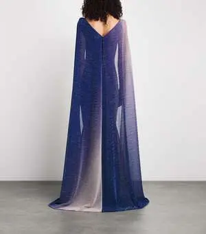 Talbot Runhof Voile Cape Maxi Dress