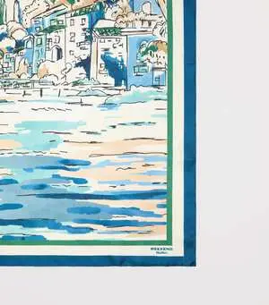 Max Mara Silk Lake Print Scarf