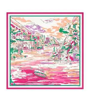 Max Mara Silk Lake Print Scarf
