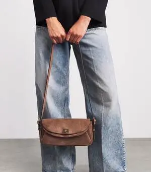 Sandro Suede Le Mambo Shoulder Bag