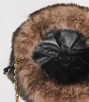 Chloé Shearling Plissé Shoulder Bag