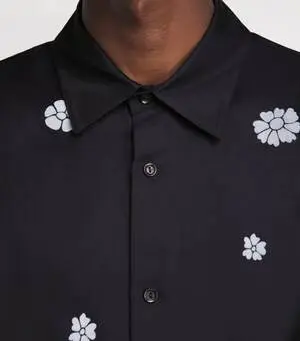 Sandro Flocked Floral Short-sleeve Shirt - Blue
