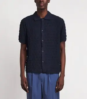 Sandro Terry Knit Jacqaurd Short-sleeve Shirt