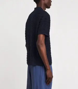 Sandro Terry Knit Jacqaurd Short-sleeve Shirt