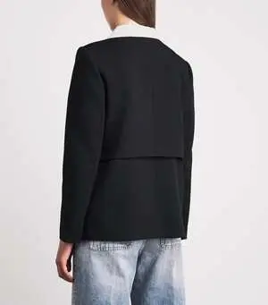 Sandro Wool Contrast Collar Blazer