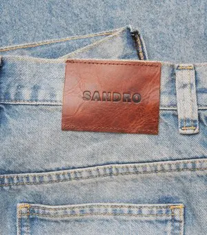 Sandro Leather-trimmed Straight Jeans