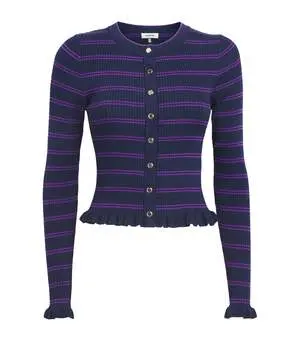 Sandro Knitted Stripe Cardigan - Blue