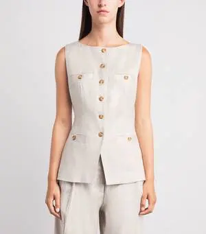 TOCCIN Linen-blend Amra Waistcoat