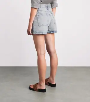 Sandro Leather-trim Denim Shorts