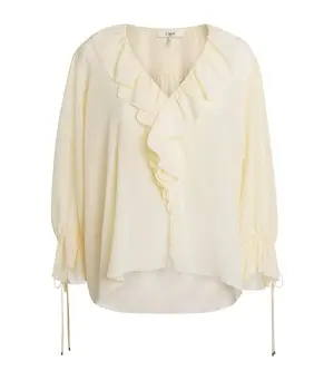 Chloé Organic Silk Off-the-shoulder Blouse - White