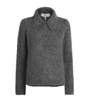 Chloé Alpaca-blend Polo Sweater - Grey