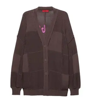 Max & Co. Cotton Slogan Longline Cardigan - Brown