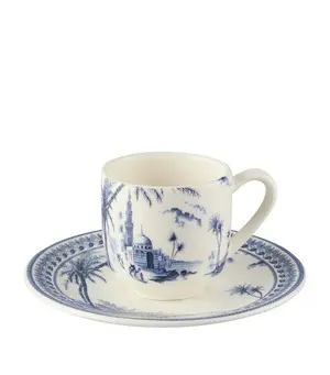GIEN Ceramic Dépareillé Espresso Mug And Saucer - Blue
