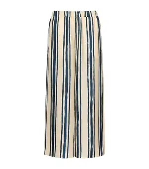 Max Mara Silk Wide-leg Trousers - Navy