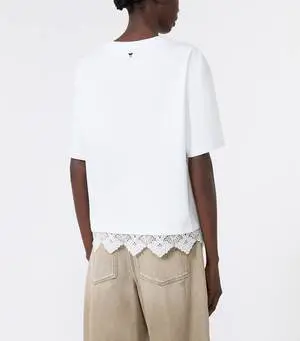 Max Mara Cotton T-shirt With Lace Hem