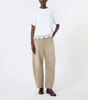 Max Mara Cotton T-shirt With Lace Hem