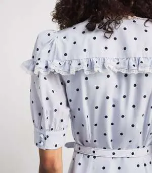 Alessandra Rich Polka Dot Ruffled Midi Dress