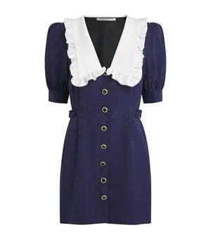 Alessandra Rich Silk Jacquard Mini Dress - Navy