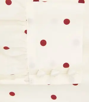 Alessandra Rich Polka Dot Silk Midi Dress With Ruffled Collar